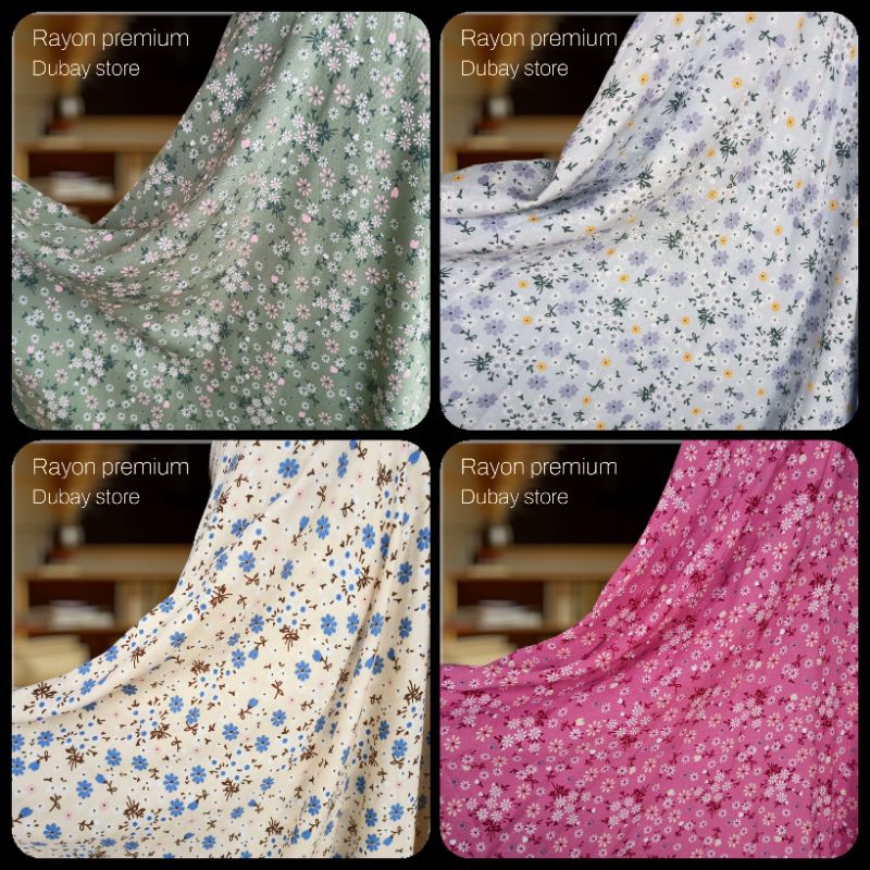 KATUN New PREMIUM RAYON COTTON FABRIC PRODUCT SMALL FLOWER MOTIF FOUR ...
