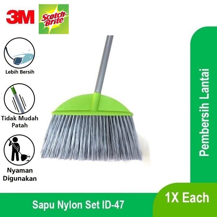3m Scotch Brite Broom Nilon, Palm Fiber Broom Set, Lightweight, Durable ...