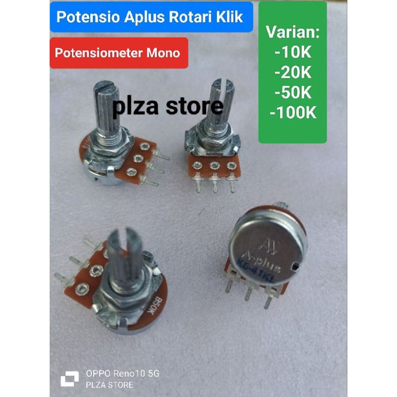 Potentio Mono Aplus Rotary click 10K 20K 50K 100K potentiometer A plus ...