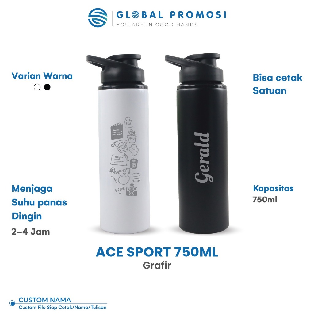 Ace Sport Tumbler 750ml Custom Laser Engraved Drinking Bottle Print ...