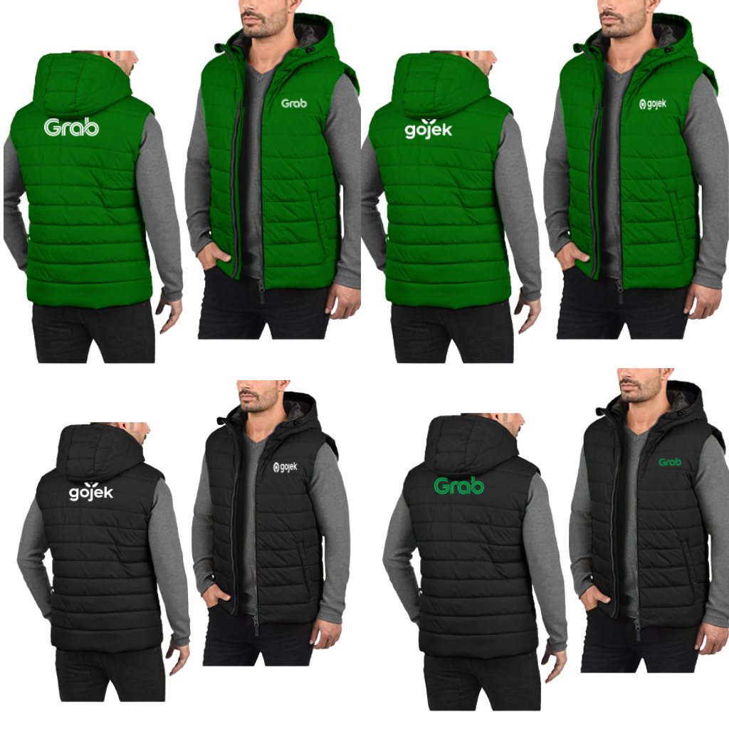 Grabbike Driver Vest Gojek Grab Rompy Full Embroidery 100% go jek Vest ...