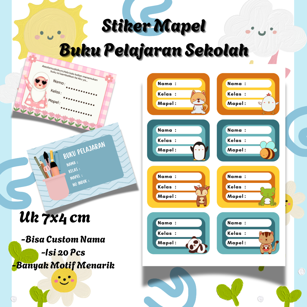 MATA Custom Book Name Subject Stickers, 20 pcs|Cute Maple Sticker ...