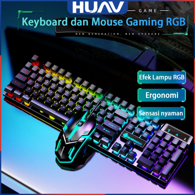 CAHAYA HUAV Keyboard and Gaming Mouse Combo with RGB Light / Includes ...