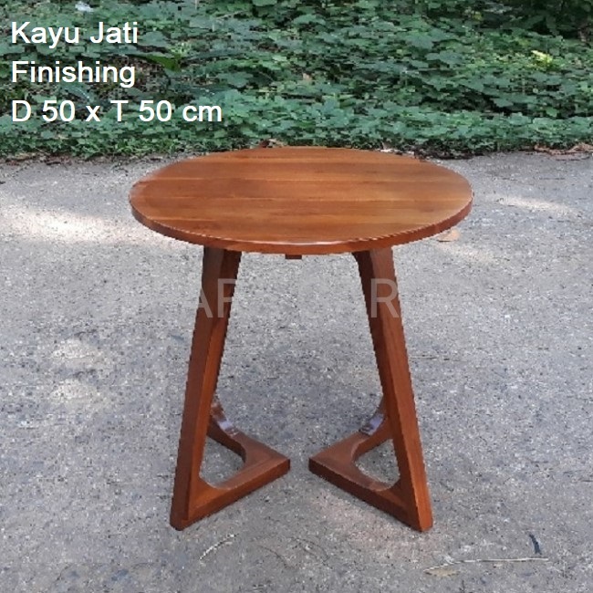 KAYU + Finishing 50 cm Round Cafe Dining Table Minimalist Teak Wood ...