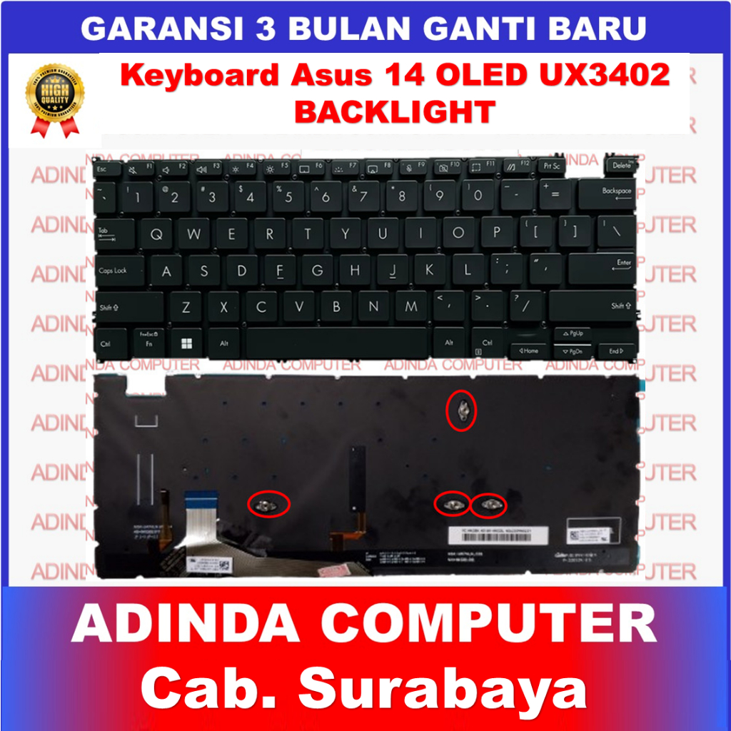 Asus Zenbook 14 OLED UX3402 UM5302T Small Enter Backlight Keyboard ...