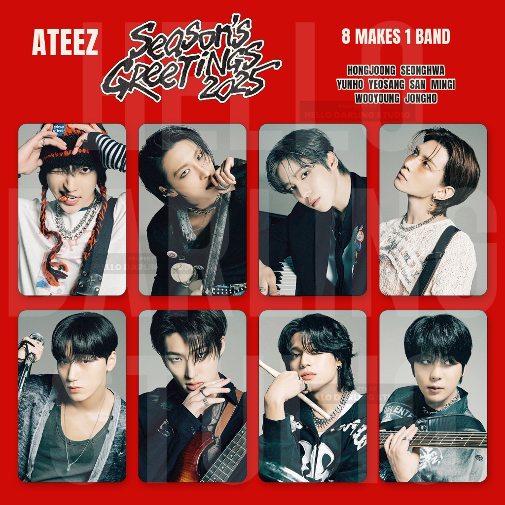 Ateez 2025 Season's Greetings OT8 Photocard. Unofficial. Fan Made ...