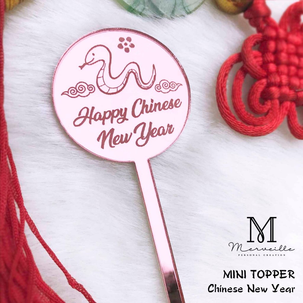 Chinese New Year rave mirror mini cake topper | Snake Chinese New Year ...