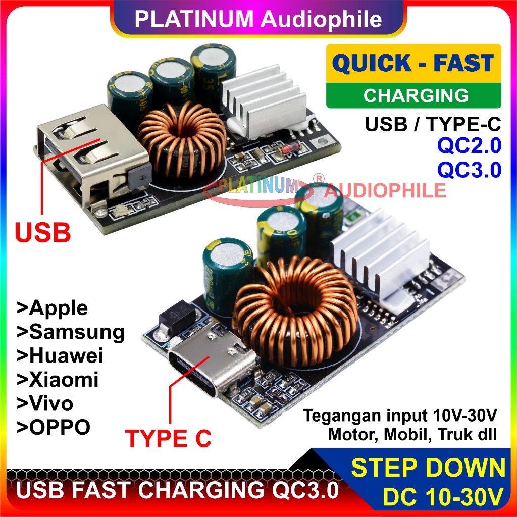 Usb Type C Fast Charging Module 5V 9V 12V 30W Quick Charger QC2.0 QC3.0 ...