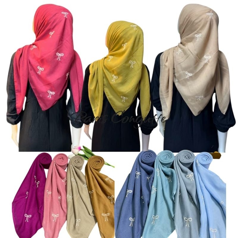 Rectangular Hijab Paris Coquette Embroidered Ribbon/Rectangular ...