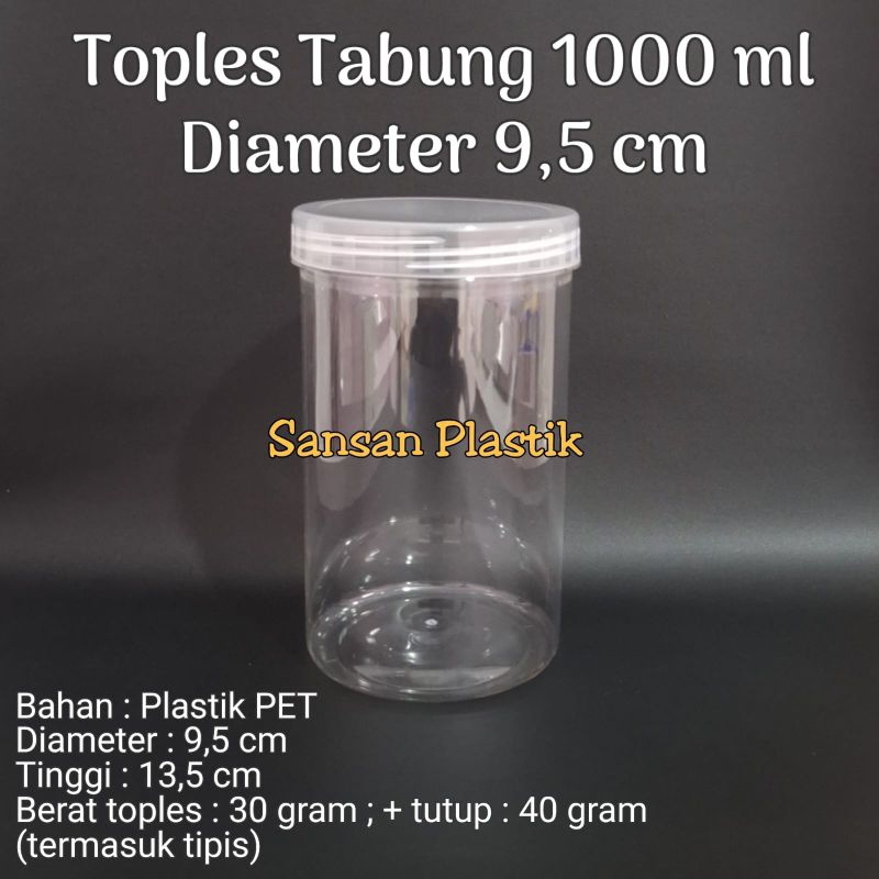 1000 ml Tube jar Diameter 9,5 cm / 1000ml Plastic jar / 1 liter ...