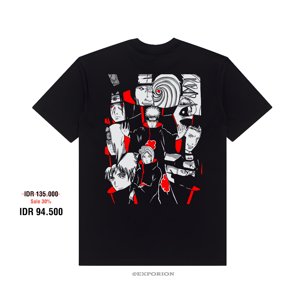 NARUTO TSHIRT KAOS Akatsuki Full Team 2 Character edition | Shopee ...
