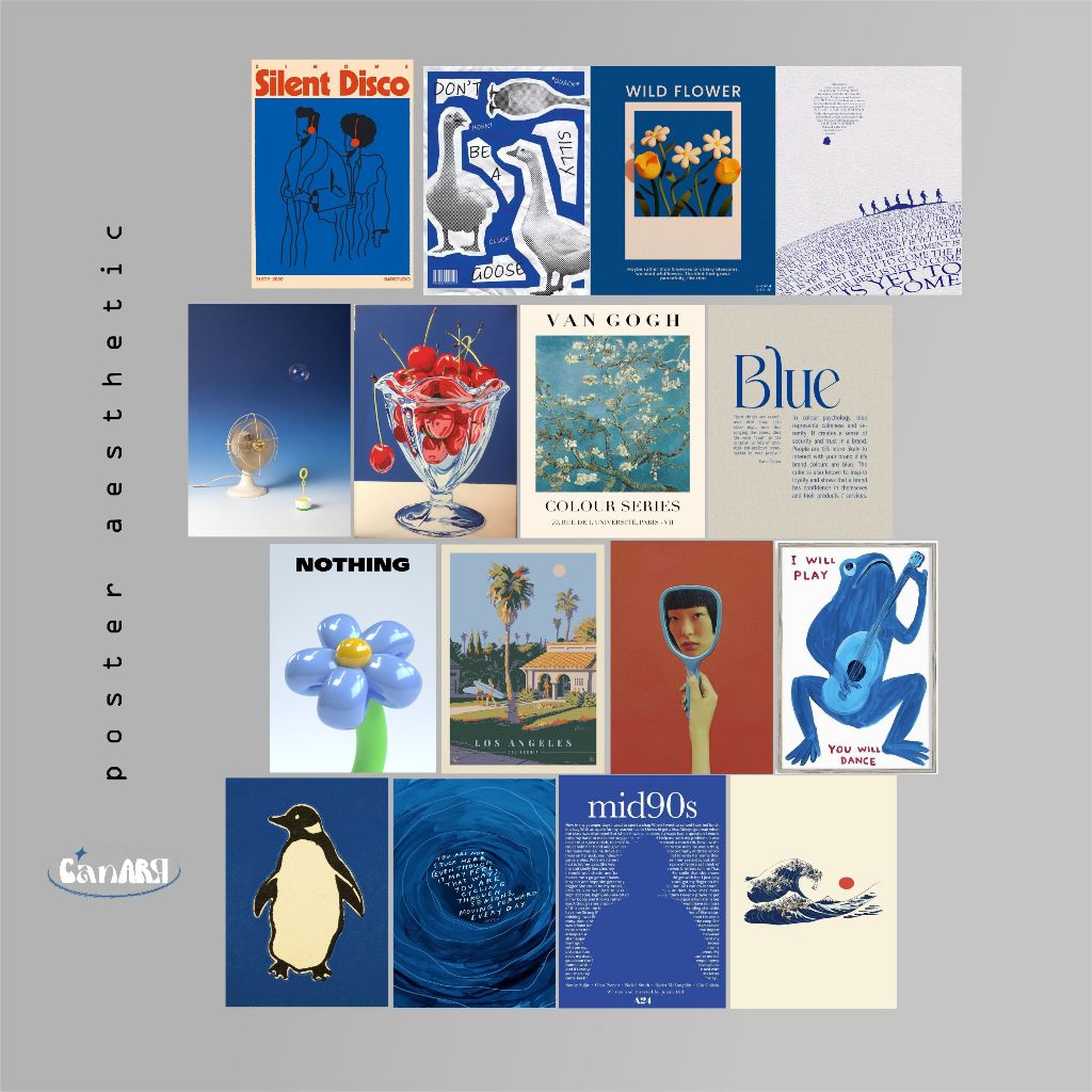 Aesthetic WALLPOSTER POSTER / WALLDECOR 16 PCS - AESTHETIC BLUE HARMONY ...