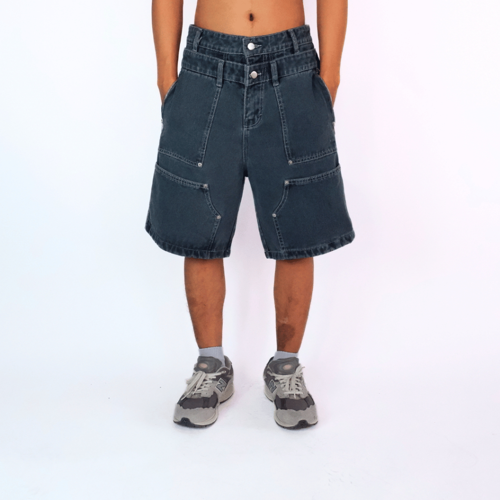 2timestoo Double Knee Jorts - Washed Black | Shopee Philippines