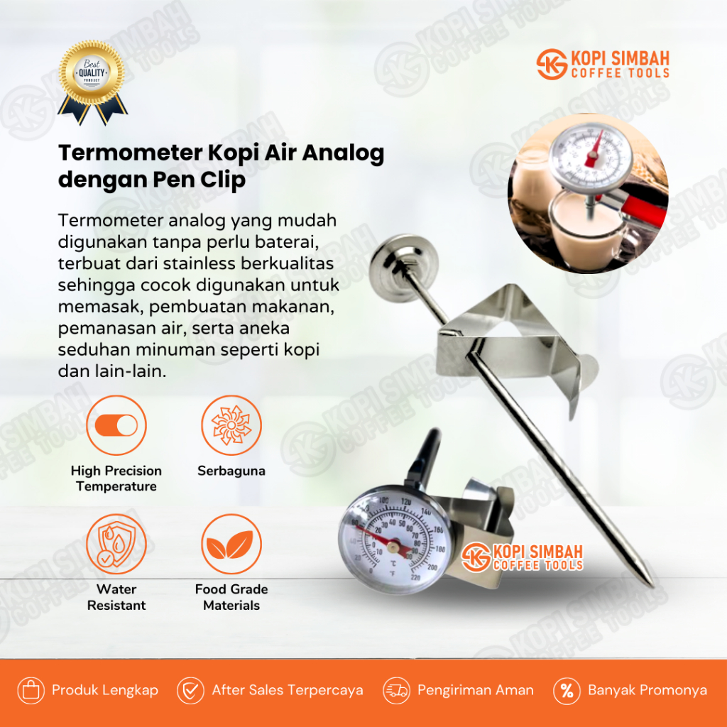 Analog Coffee Milk Thermometer Stainless Manual Coffee Milk Water ...