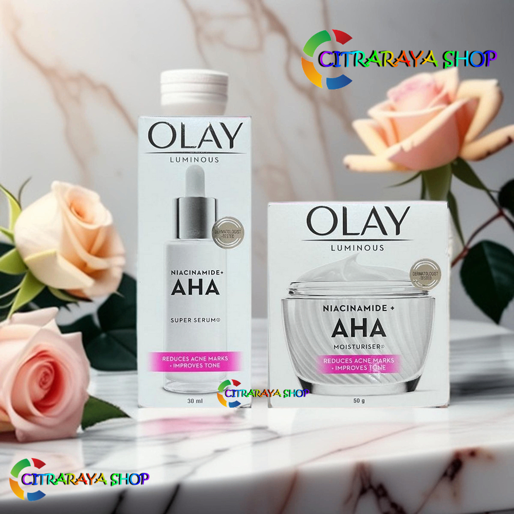 Olay Luminous Niacinamide + AHA Face Cream Moisturizer 50g + Super Serum 30ml | Shopee Philippines