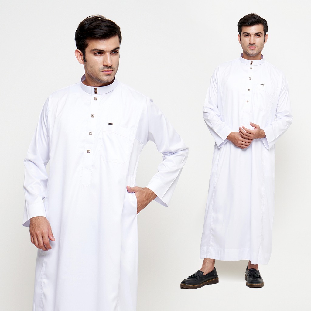 Thuba - Long Sleeve Adult Bodyfit Muslim Men's Saudi Robe Gamis - Plain ...