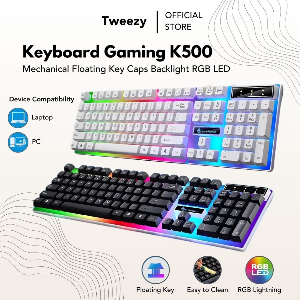 TOMBOL Gaming Keyboard K500 Shipadoo RGB Backlight Mechanical Feel ...