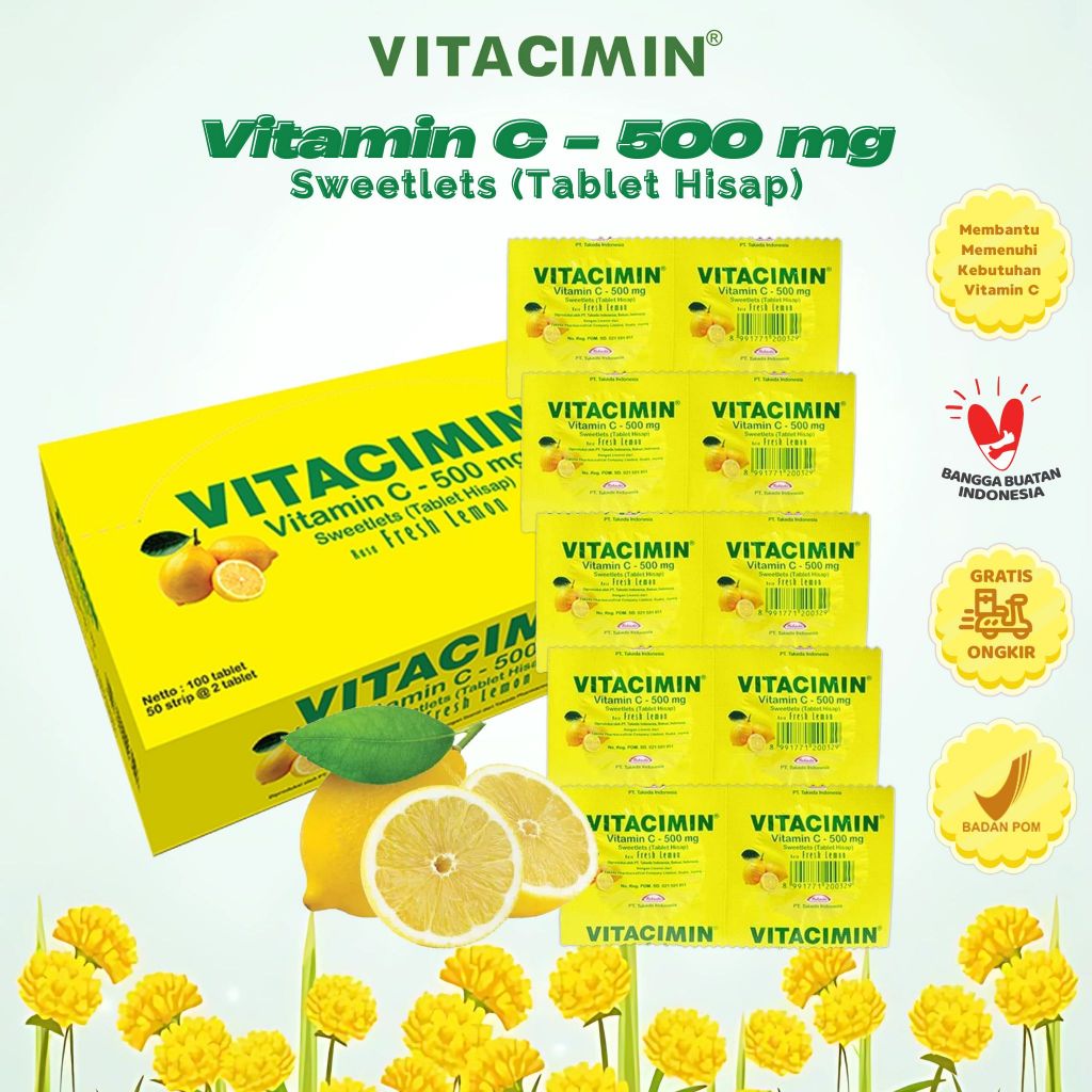 Vitacimin Vitamin C 500MG 1 Lemon Flavor (1 Strip contains 2 Tablets ...