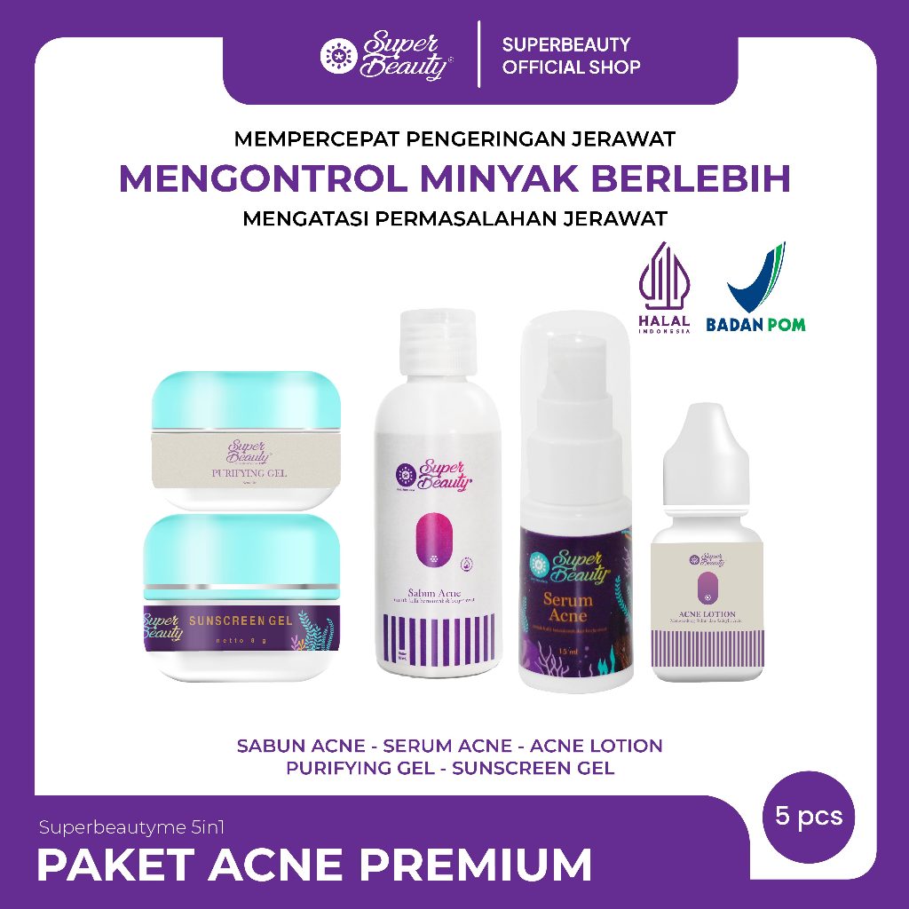 Superbeauty PREMIUM ACNE PACKAGE - By SuperSkin - Halal BPOM ACNE Free ...