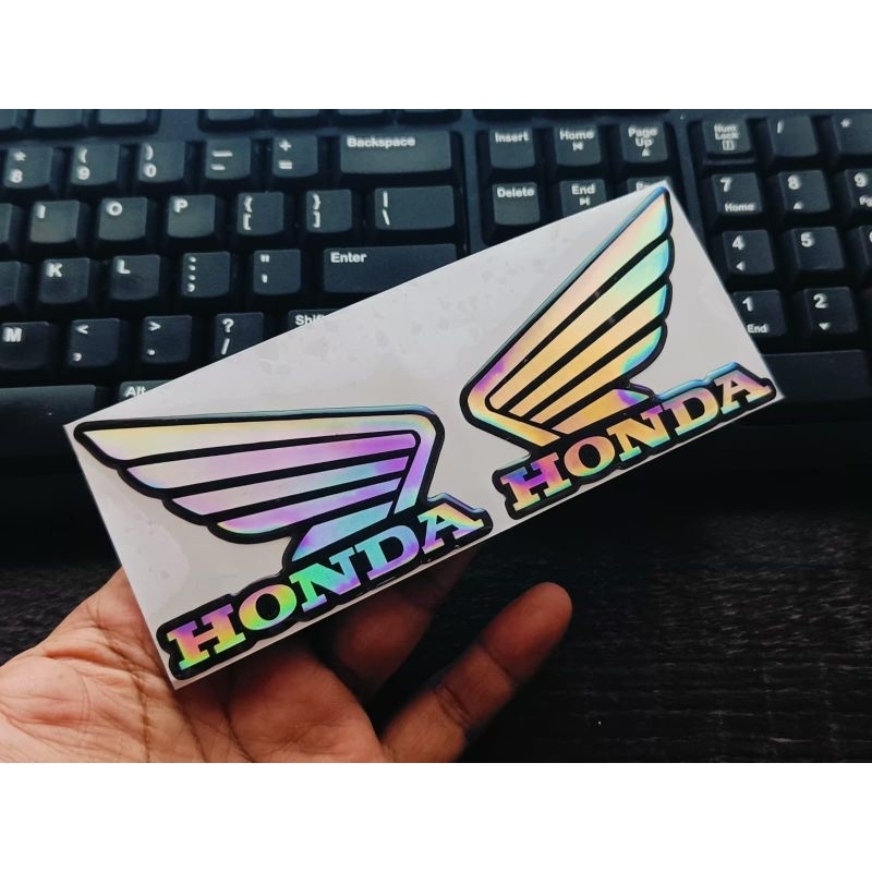 3d flexible embossed Honda Wing Emblem Sticker in hologram color ...