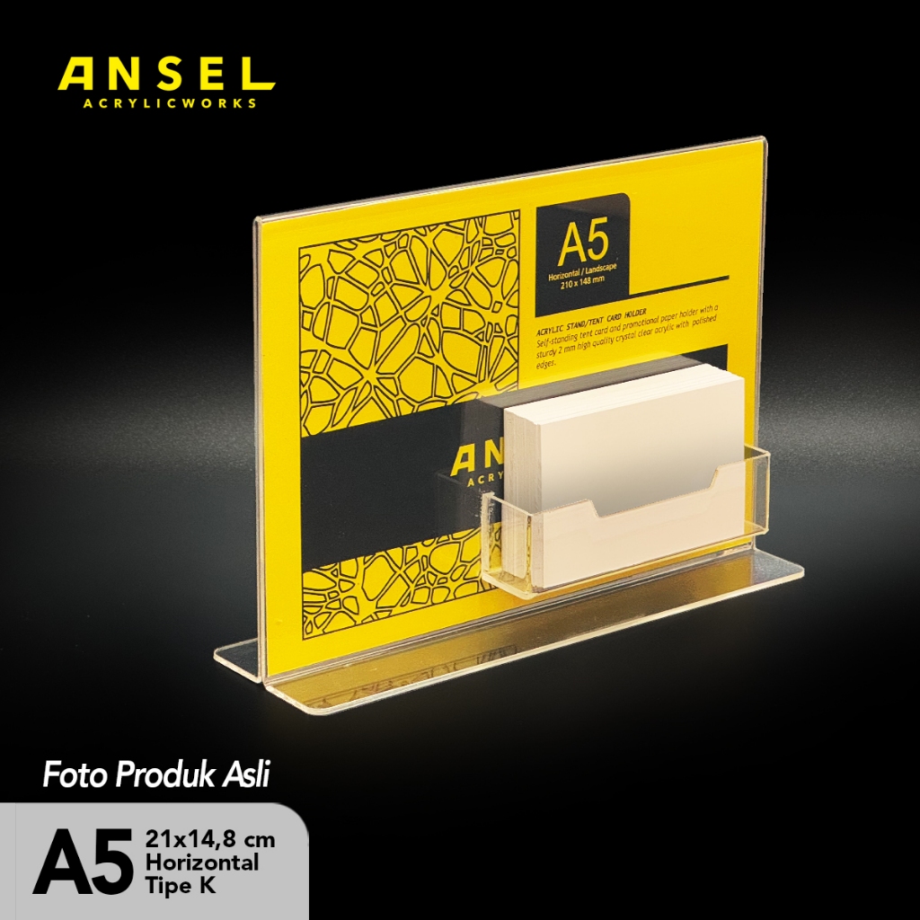 Ansel T Type Acrylic Tent Holder with Business Card / A5 Horizontal ...