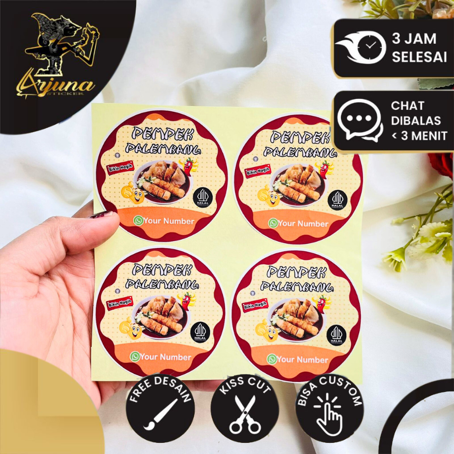 2-4 Arjuna Cetal Sticker Typical Food Sticker Palembang Round Pempek ...