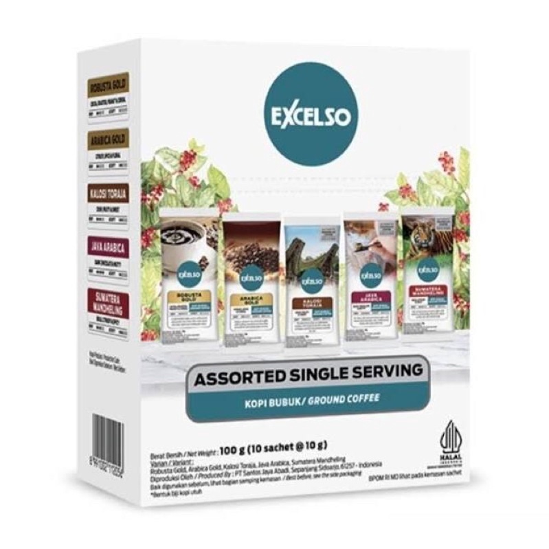 Excelso Assorted Single Serving / Ground Coffee contains 10 Sachets 100 ...
