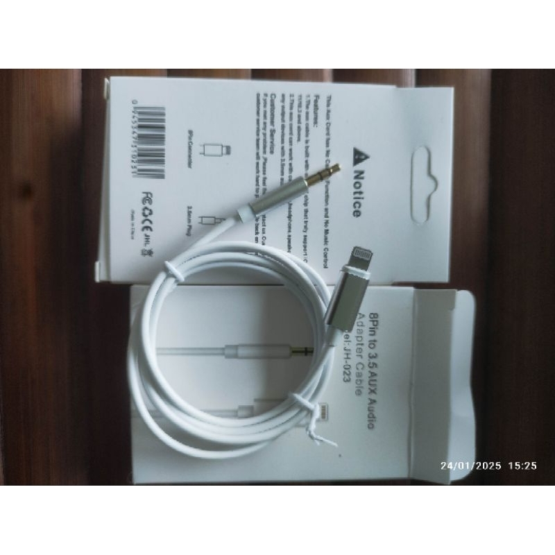 Audio to Jack / Lightning cable 8 pin to 3.5mm Jack 1 Meter | Shopee ...