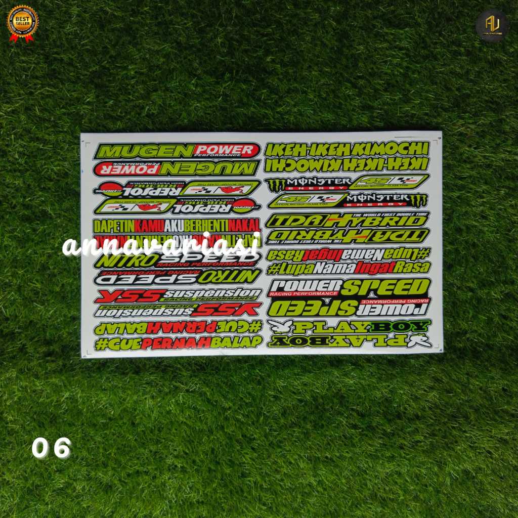 Racing STICKER PACK MOTORCYCLE PRIN SHEET LAMINATED GLOSY.STICKER ...