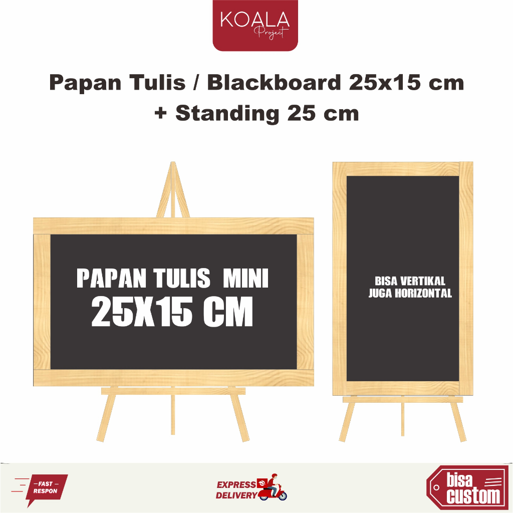 MINI BLACK CHALK WHITEBOARD 25X15 CM + STANDING 25 CM - KOALA PROJECT ...