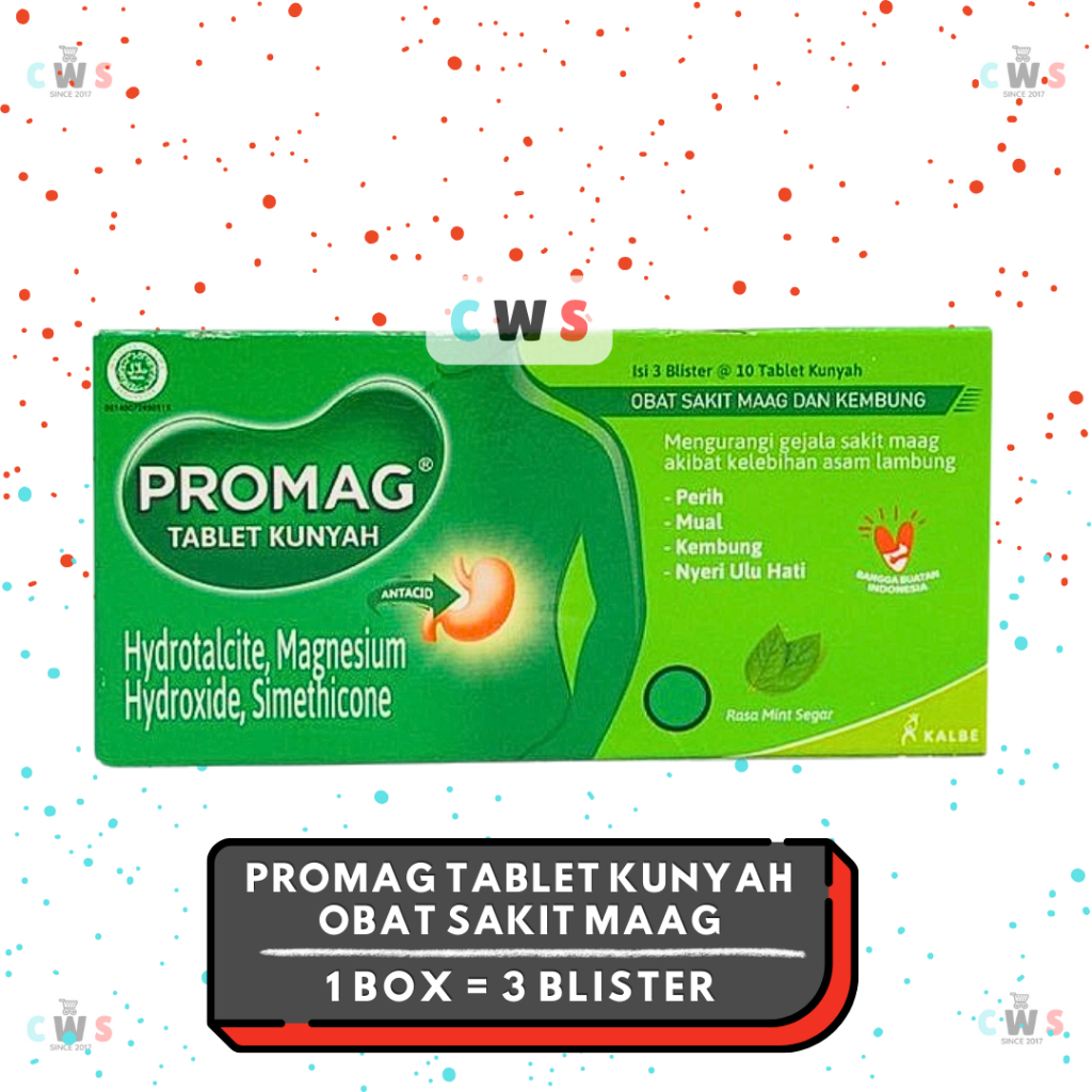 Promag Chewable Tablets for Stomach Pain and Bloating - 1 Box / 3 ...