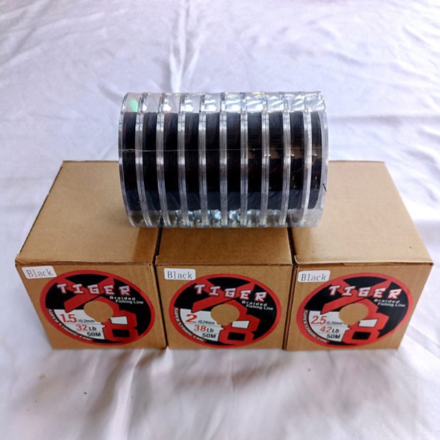 Braid NYLON PE TIGER X8 FISHING LANE MULTI & BLACM ALL SIZES | Shopee ...