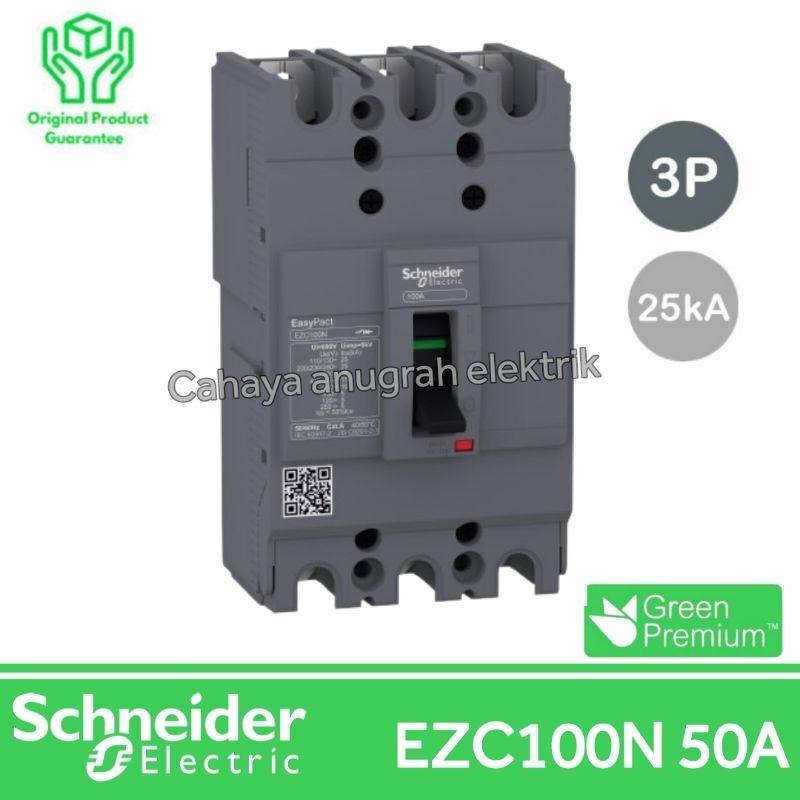 Mccb SCHNEIDER EZC100N 50A 3 PHASE 18KA MCCB 100A 18KA 3P NFB 100A 3P ...
