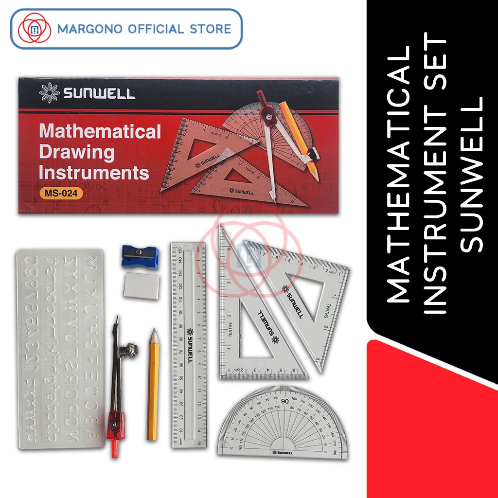 Sunwell Math Drawing Set - Mathematical Ruler Arc Term Instrument Set ...
