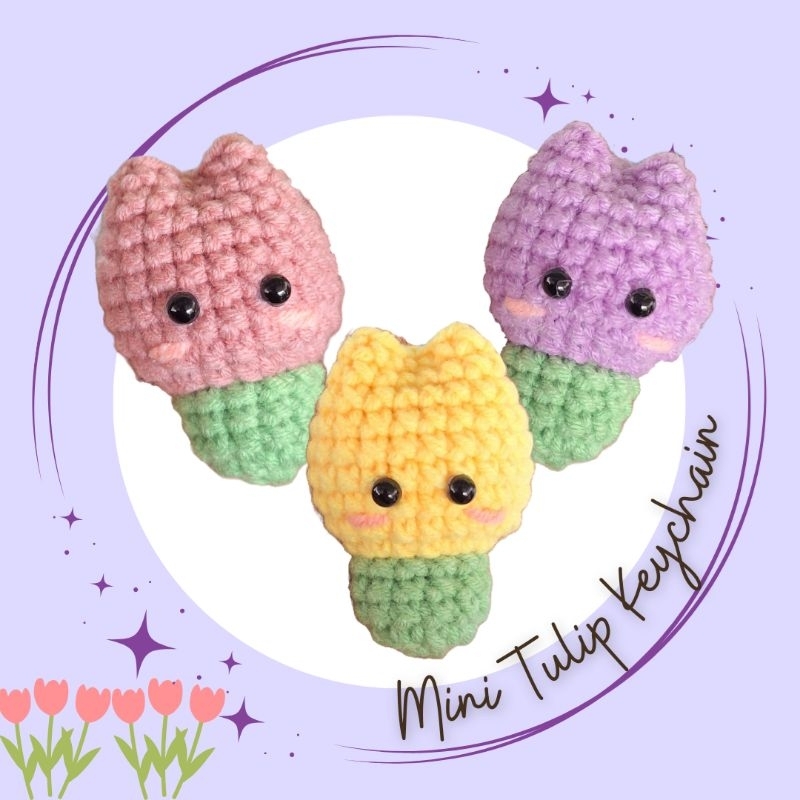 GANTUNGAN [B'CROCHET] MINI TULIP KEYCHAIN || MINI TULIP-SHAPED KEYCHAIN ...