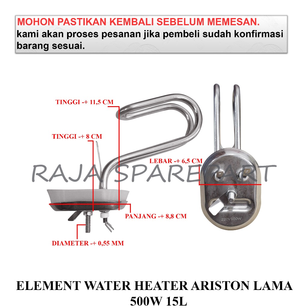 Ewal500 WATER Heating ELEMENT/ELEMENT/Old ARISTON WATER HEATER ELEMENT ...