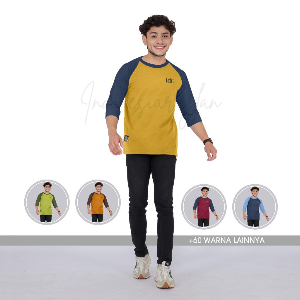 Indonesia Raglan Men's T-Shirt 3/4 Sleeves Basic Color (Premium Quality ...