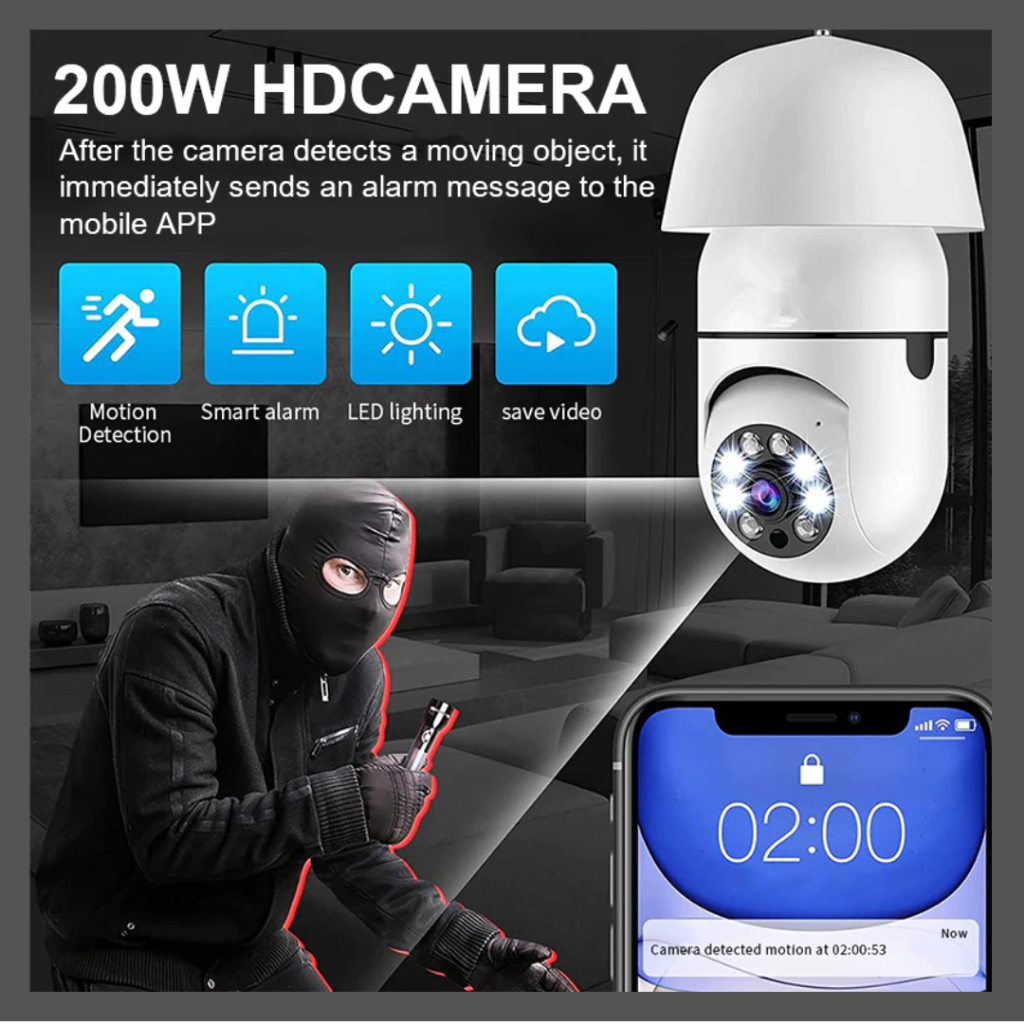 Cctv Camera Light PTZ 360 Coverage 1080P HD WiFi APP Remote Operation ...