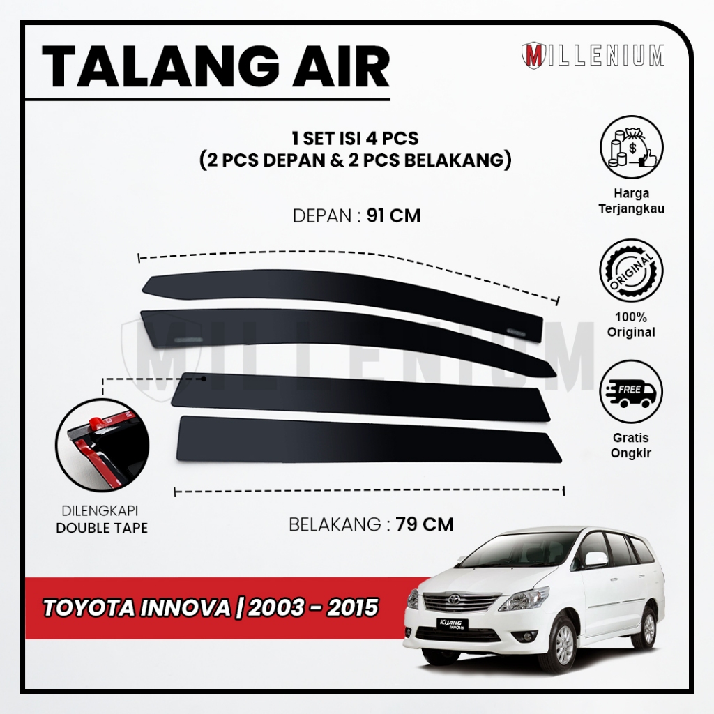 Toyota Innova Car Door Water Gutters 2004 - 2014 Flat 4 Doors | Shopee ...