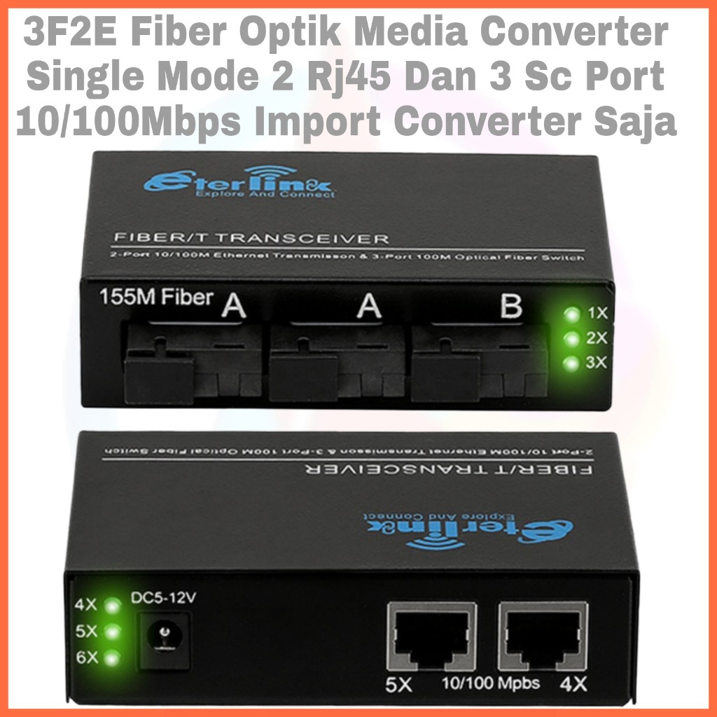 3f2e Fiber Optic Media Converter Single Mode 2 Rj45 And 3 Sc Port 10 ...