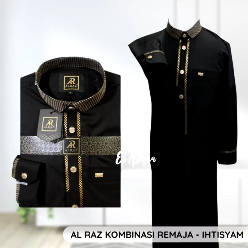 HITAM Saudi robe | Men's robe | Al Raz Black Cuff Teen Combination - El ...