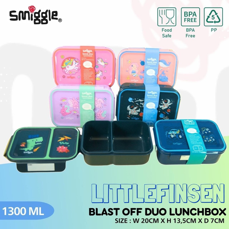 SMIGGLE Teeny Tiny square lunchbox with 2 locked animals BPA FREE ...