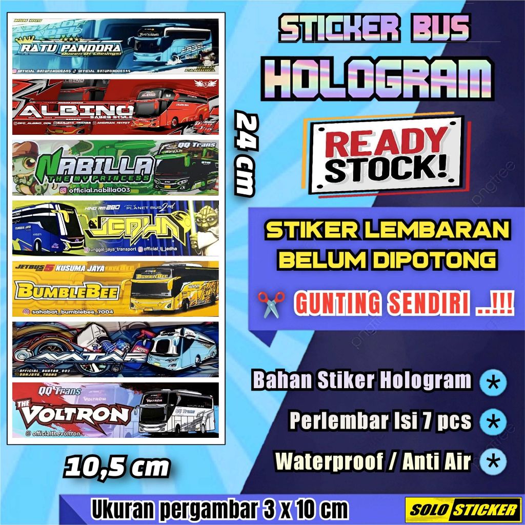 RATU Holographic Bus Sticker Sheet Contents 7pc Sticker Bus Queen ...