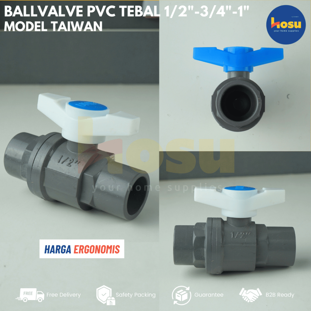 PVC Ballvalve 1/2" 3/4" 1" Inch Stop Valve Ball Valve Plastic Handle ...