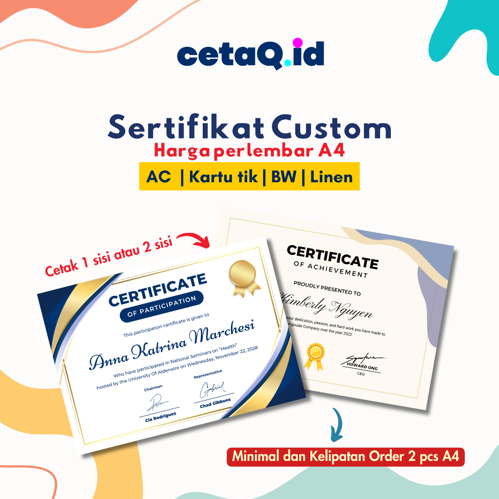 Print Custom A4 Certificates | Print Award Certificates | Shopee ...