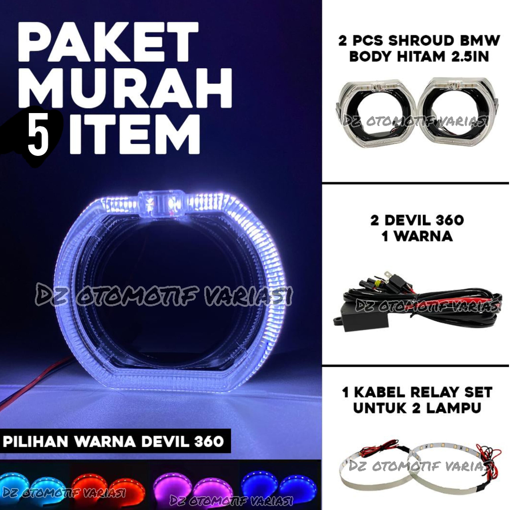 Package 5 Items Shroud Bmw Black Housing 2.5 In+Devil 360+cable Super ...