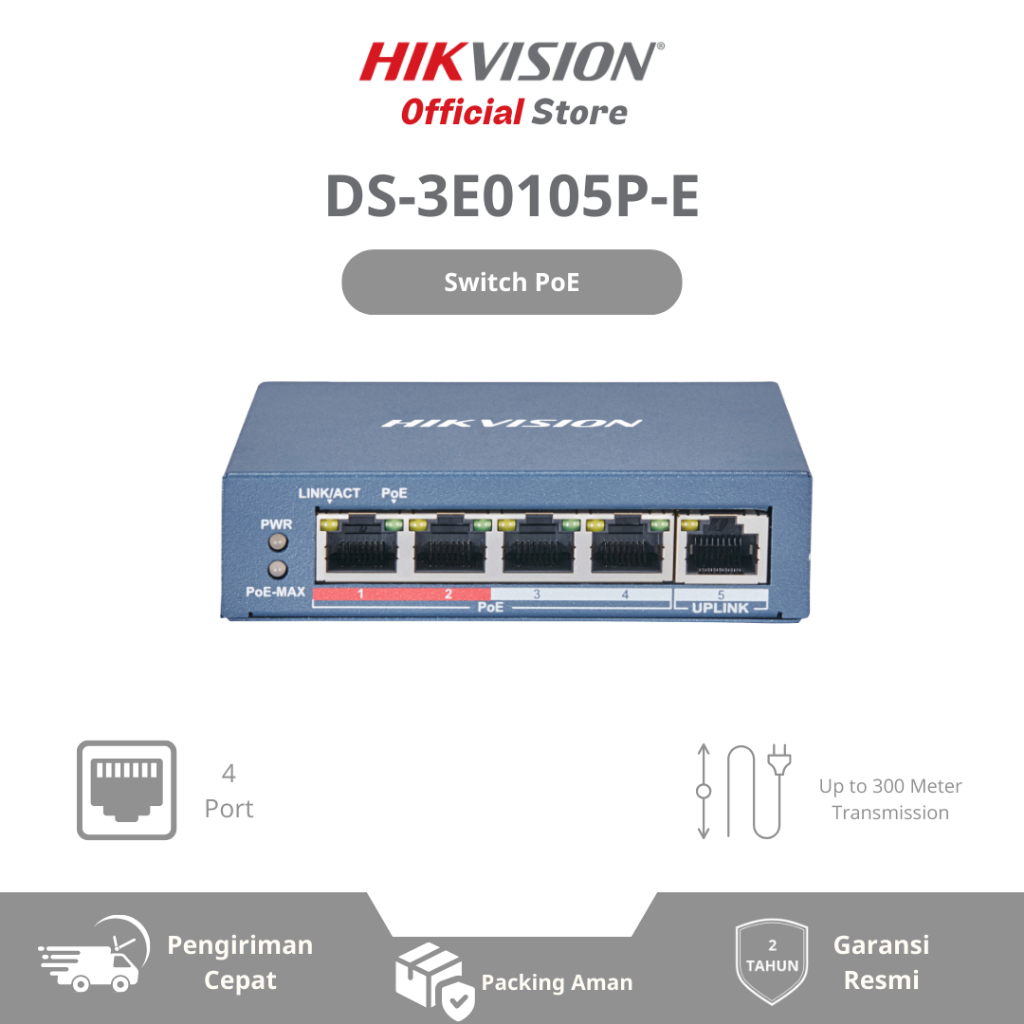 Hikvision - DS-3E0105P-E Switch PoE 4 Port Fast Ethernet Unmanaged Original | Shopee Philippines