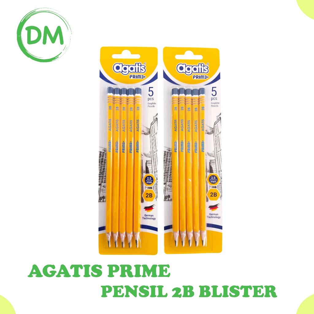 Agatis Prime Hexagonal 2B Blister Pencil Set contains 5 original Pcs ...