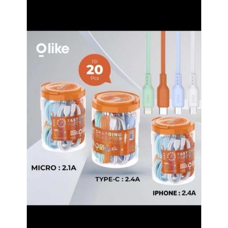 (1 Jar) OLIKE D306M MICRO / D306C TYPE C 2.4A Fast Charging Data Cable ...