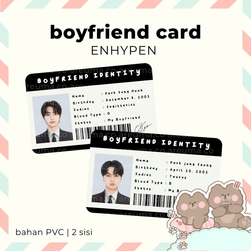 Boyfriend CARD ENHYPEN JAKE, JAY, JUNGWON, SUNGHOON, HEESEUNG, SUNOO ...